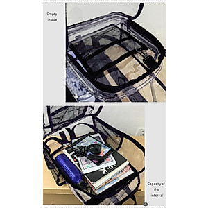 Fei Fan PVC fashion transparent backpack, heavy duty transparent backpack XL, men, women, daily life, work, travel. (Black)