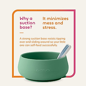 NumNum Suction Bowl + Pre-Spoon GOOtensils Self Feeding Set for Babies & Toddlers - BPA-Free Silicone