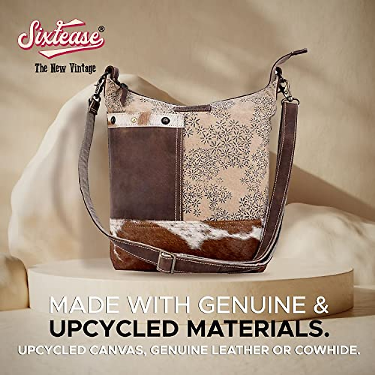 SIXTEASE Womens Shoulder Bag Vintage Style Shoulder Bags for Women - Made with Genuine Leather, Upcycled Canvas, or Hair On - Handmade, Adjustable Strap, Brass and Zinc Hardware - Style Bites