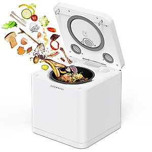 CROWNFUL Smart Waste Kitchen Composter with 3.3L Capacity, Turning Food Waste to Compost, Electric Compost Bin, Compost Machine Odorless for Countertop, Counter, Indoor, Food Cycler Composter, White