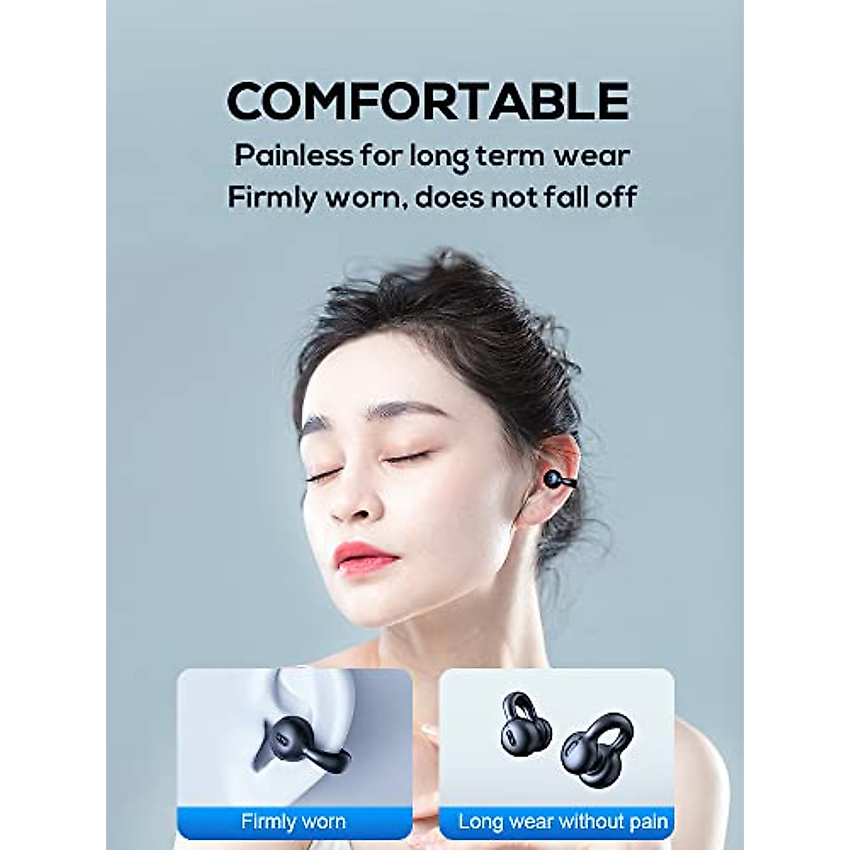 ZOUKAI Ear-Clip Bone Conduction Headphones Bluetooth 5.3, Painless Wireless Open Ear Clip on Earbuds,Waterproof Mini Sport Running Earring Earphones, Noise Cancelling/HiFi Quality/Long Battery Life