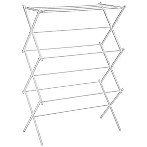 Pyle XPB20-288S PYRPUCWM22 Compact & Portable Washer & Dryer, 0, White and Amazon Basics Foldable Laundry Rack for Air Drying Clothing - 41.8" x 29.5" x 14.5", White