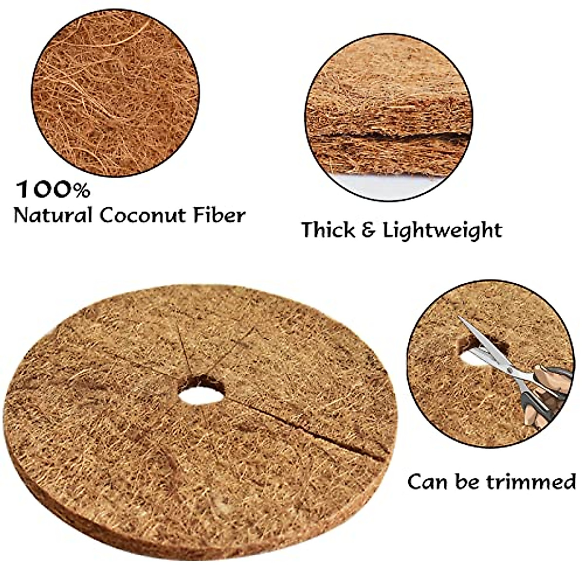 ZeeDix 3 Pcs Coconut Fibers Mulch Ring Tree Protector Mat,11.8 Inch 100% Natural Coco Coir Tree Protection,Tree Ring Mats Tree Disc Plant Cover for Indoor or Outdoor
