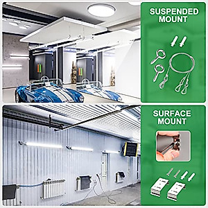 bulbeats Compact LED Shop Light 4FT, 50W Surface/Suspension Mount 4FT Lights Fixture, 7000Lm 5000K T8 Integrated LED Tube Light with 5' Power Cord Ideal for Garage Basement Workshop(4 Pack-ETL)