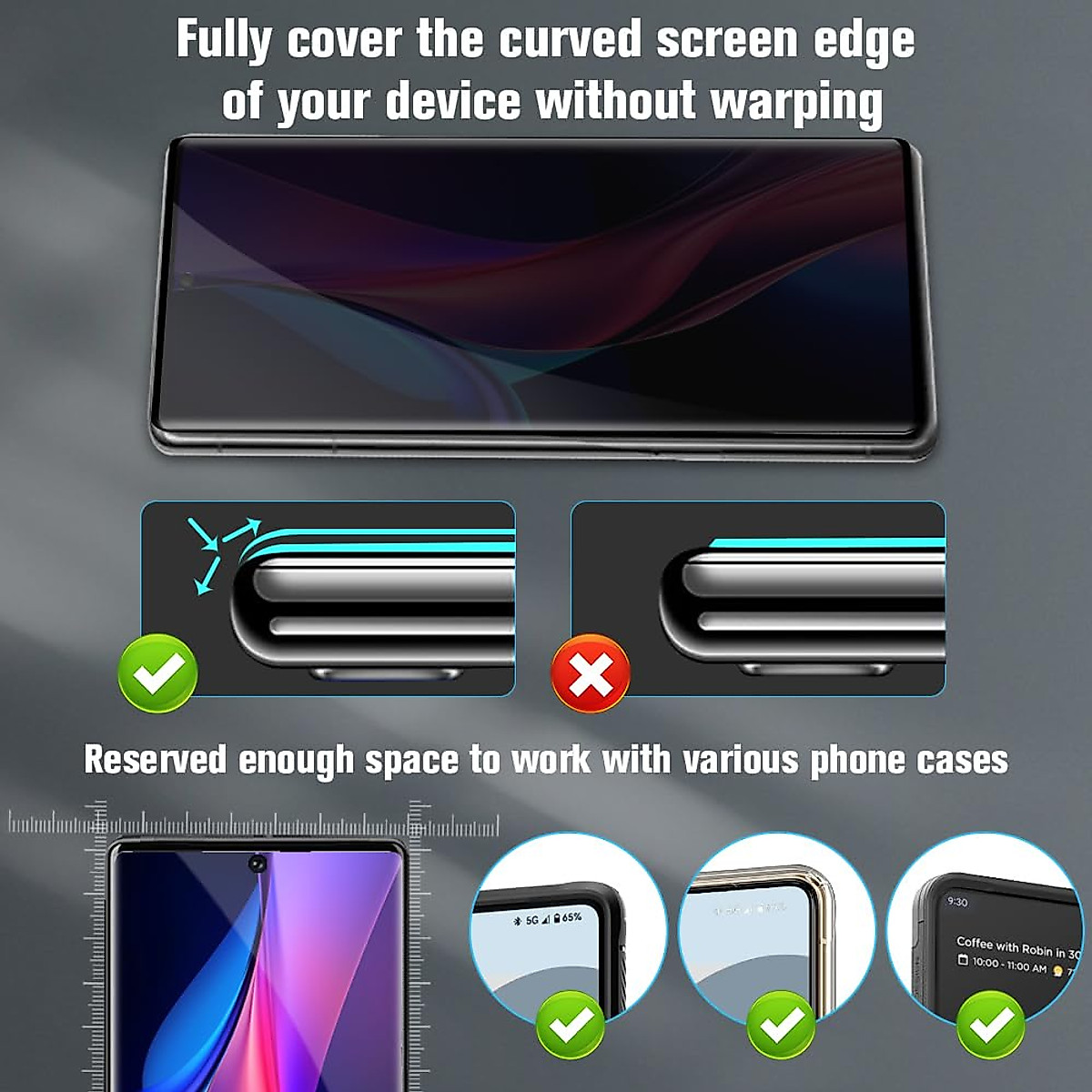 [1+2 Pack] Pixel 7 Pro Privacy Screen Protector with Camera Lens Protector, 3D Full Coverage, 9H Tempered Glass Scratch Resistant, for Google Pixel 7 Pro Screen Protector (6.7 Inch)
