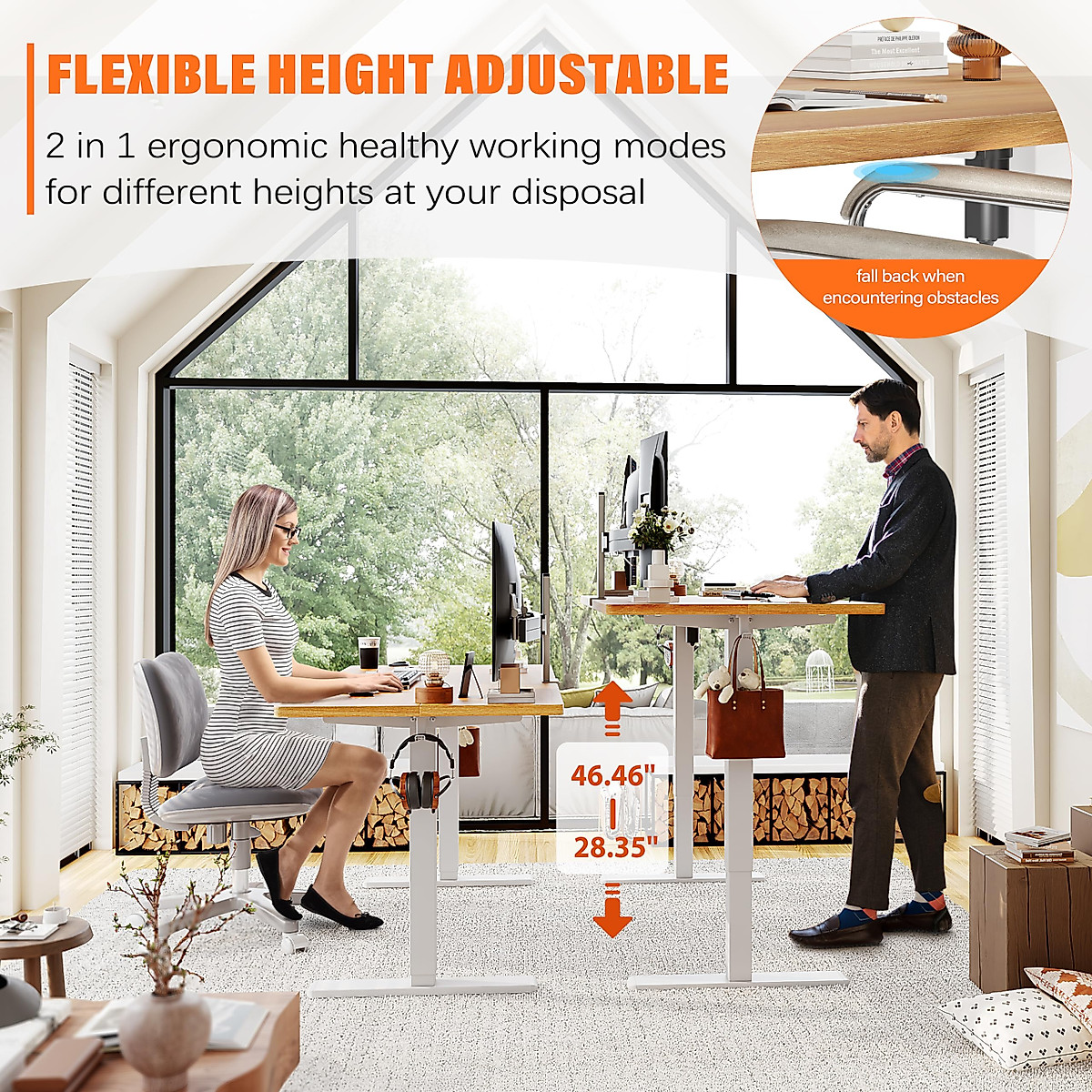 GABRYLLY Standing Desk Adjustable Height, Large Desk Board Computer Desk for Home Office Stand up Desk, 55 x 24 Inches, Natural