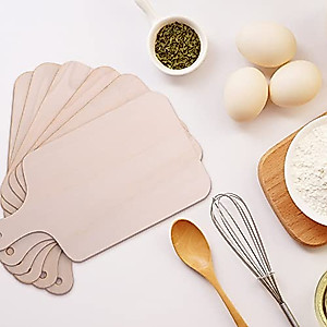 Roundsky 6 PCS Mini Wooden Cutting Board with Handle Unfinished Wood Paddle Chopping Board Cutouts Blank Small Chopping Board for DIY Kitchen Cooking Vegetables Decor