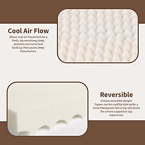 Zutan, 1-Inch Copper-Infused Memory Foam Mattress Toppers, Cooling and Pressure Relieving with Airflow Design,