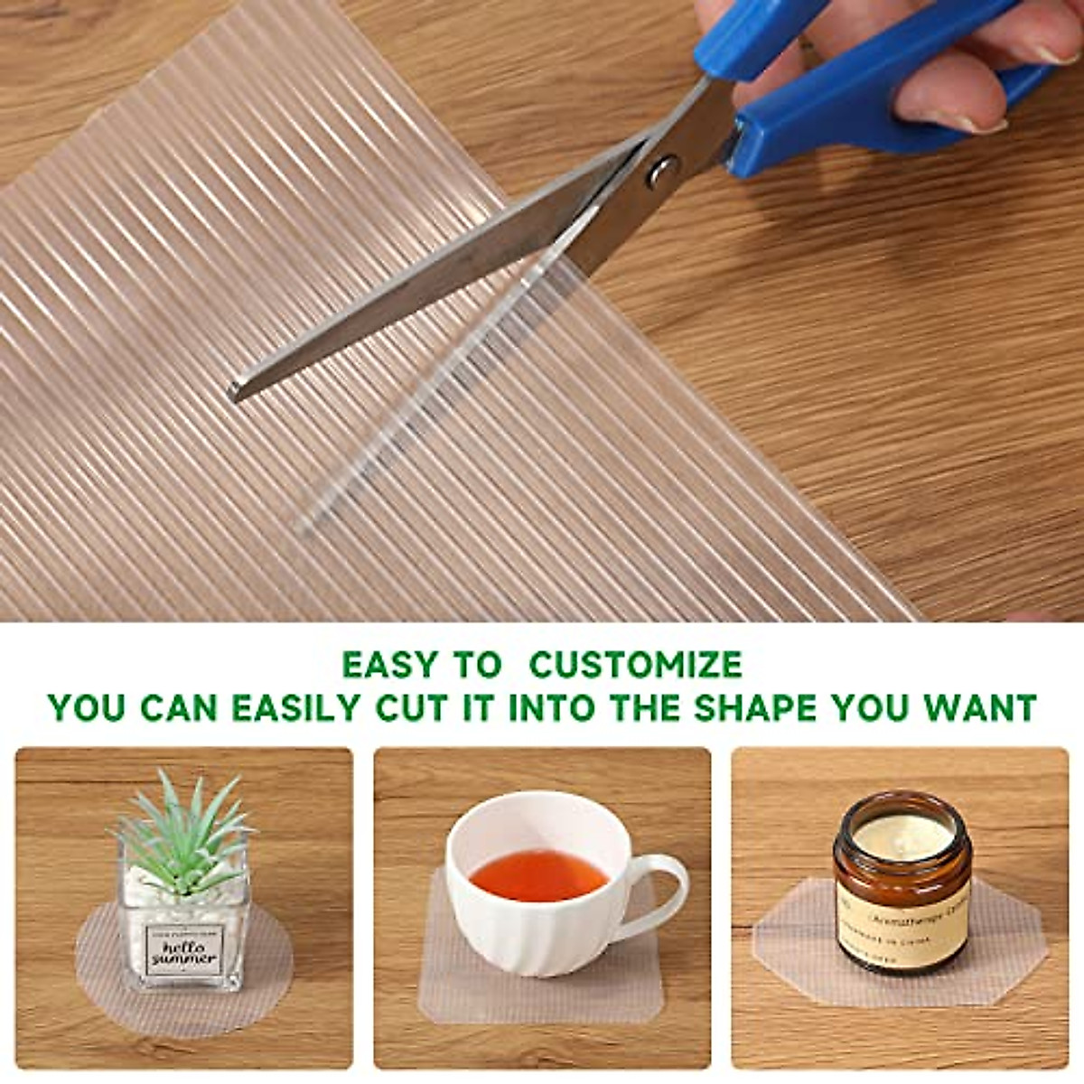 Roshtia 8 Rolls of 12 x 20 FT Shelf Liner Non Slip Cabinet Liner Non Adhesive Drawer Liner Waterproof Ribbed Shelf Liner for Kitchen Fridge Table Place Mats for Pantry Cupboard, Clear