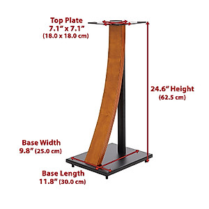 EXIMUS One Pair Fixed Height Universal Speaker Floor Stands with Real Wood - 290 Series (EX-290FW)