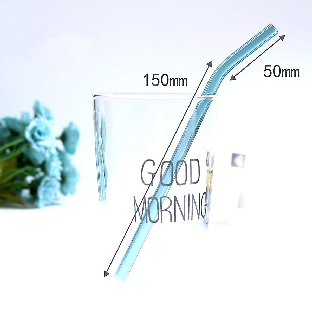 Reusable Bent Glass Drinking Straws,Set of 12 Bent Straws With 2 Cleaning Brushes,Shatter Resistant,Non-Toxic,Eco Friendly Reusable Straws (Multi-Color 12 Pack)