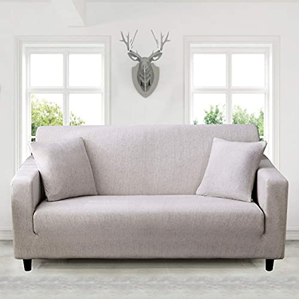 JOYDREAM Stretch Loveseat Slipcovers, 2 Seater Couches Cover, Printed Sofa Cover, Universal Couch Cover Sofa Slipcovers with 1 Pillowcase, Medium