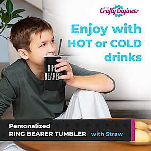 The Crafty Engineer Personalized Flower Girl and Ring Bearer Tumbler with Straw (Seafoam)