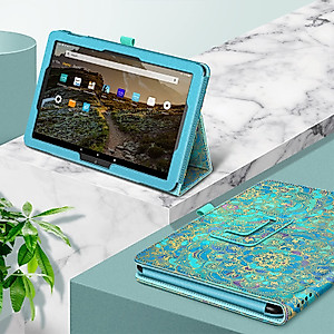 Fintie Folio Case for All-New Amazon Fire HD 10 and Fire HD 10 Plus Tablet (Only Compatible with 11th Generation 2021 Release) - Slim Fit Standing Cover with Auto Sleep/Wake, Shades of Blue