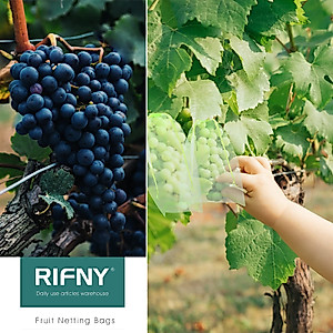 100 Pcs Fruit Protection Bags for Fruit Trees 6 x 8 Inch, Green Mesh Fruit Netting Bag, Fruit Cover Net Bags with Drawstring for Grape Apple Mango Peach Protect from Insect Birds Squirrels