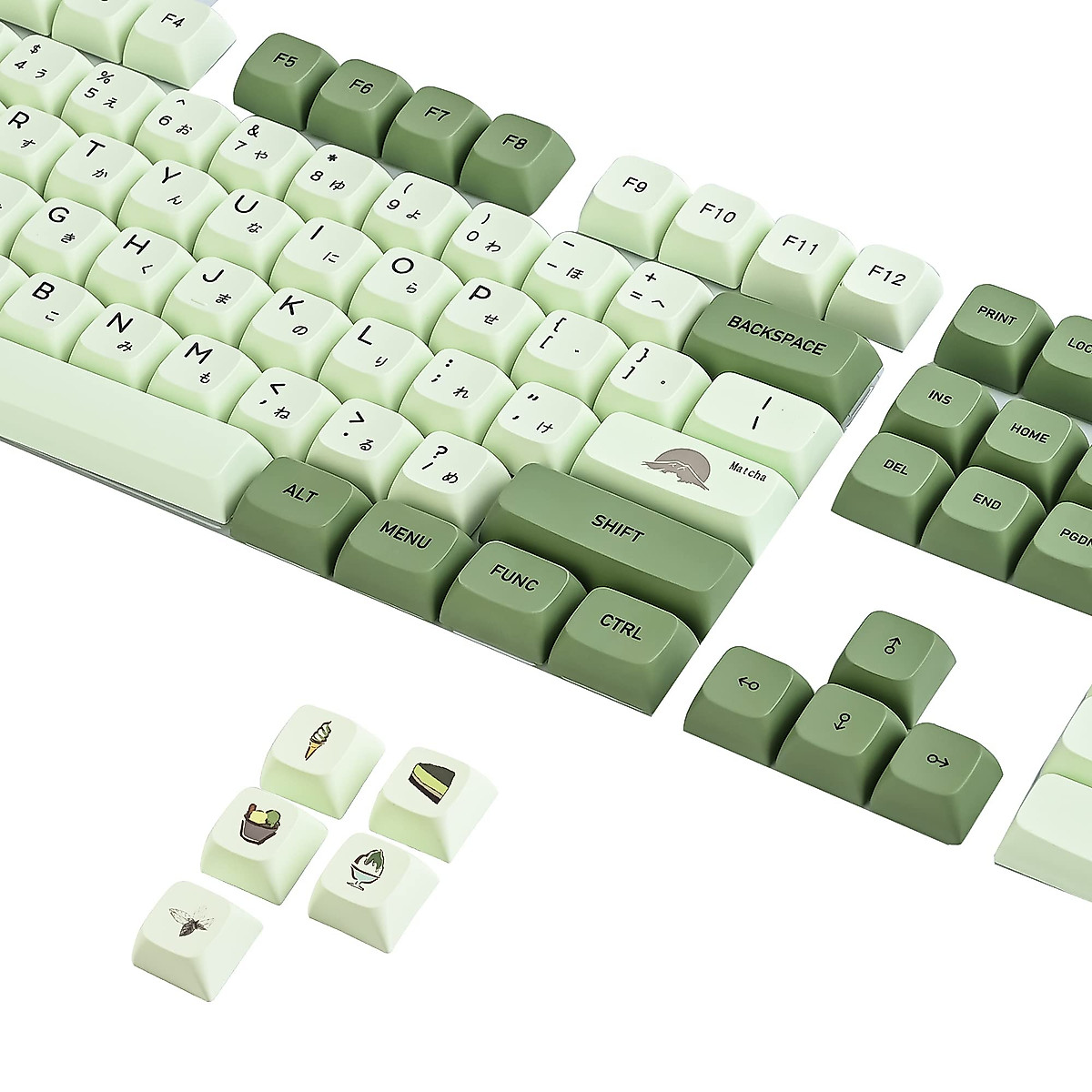 Guffercty kred GTSP XDA Profile Japanese Keycaps 60 Percent PBT 122 Key Green Keycaps Set for Cherry MX Covers Tenkeyless 60% 65% Gaming Keyboard (Matcha)