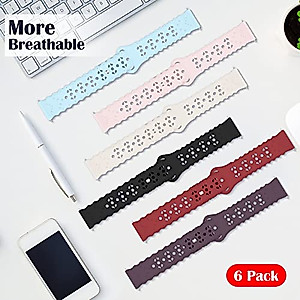 6 Pack Bands Compatible with Samsung Galaxy Watch 5 Band 40mm 44mm/5 Pro 45mm, Galaxy Watch 4 Band 40mm 44mm/Watch 4 Classic/Galaxy Watch 3 41mm, 20mm Slim Sport Lace Silicone Wristband for Women