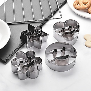 Duofan Cookie Cutters Stainless Steel Baking Set Biscuit Molds for Baking Metal Kitchen Baking Modeling Tools 4 Pieces (Smiling face)