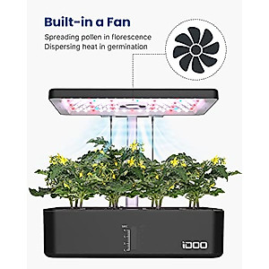 iDOO Hydroponics Growing System 12Pods, Indoor Garden with LED Grow Light, Plants Germination Kit, Built-in Fan, Automatic Timer, Adjustable Height Up to 11.3" for Home, Office
