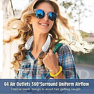 MQ Portable Neck Fan, Cooling Personal Fans Hands Free Bladeless Fan 3 Speeds Adjustment Rechargeable USB Powered Wearable Headphone Design Hanging Neck Fan Personal Fan, White