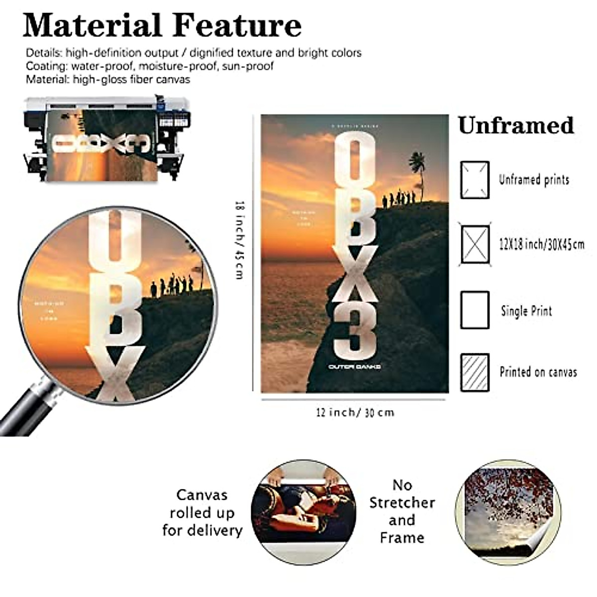 niinte Outer Banks TV Series Obx Poster 12x18inches Unframed Canvas Morden Family Deoration Office The Spirit Of Adventure Inspired Scenery Poster For Room Aesthetic