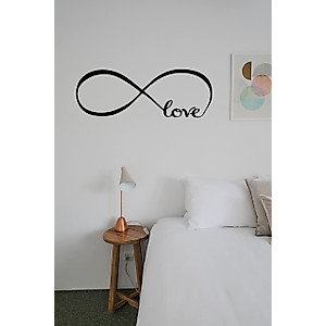 Wall Stickers Bedroom Decor Infinity Symbol Word Love Vinyl Art Decal (7'' X 22'', Black)