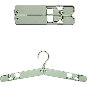 Foldable Travel Hanger Pants Hangers Lightweight and Durable Non-deformable Plastic Cloths Hanger Fits All Clothes and Socks Towel Can Be Folded Down for Easy Storage(Green) (Green)