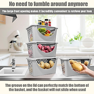 Leilifre Onion and Potato Storage Bins with Lid(176oz) 3 Set Onion Holder Storage, Potato Bins for Kitchen Pantry Storage Bins Basket for Kitchen Pantry Organizers