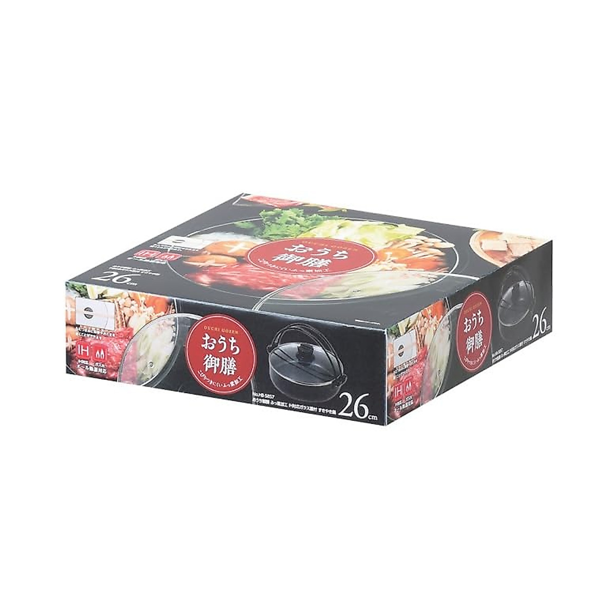 JapanBargain 3868, Sukiyaki Nabe Pot Shabu Shabu Hot Pot Pan with Glass Lid for Induction Heating IH Stove