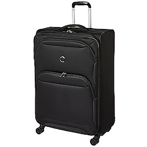 DELSEY Paris Sky Max 2.0 Softside Expandable Luggage with Spinner Wheels, Black, Checked-Medium, 24 Inch