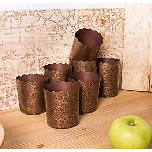 8 oz Panettone Paper Mold | 25 Pack | Easter Bread Paper Mold - Round Italian Non Stick Panettone Paper Baking Molds - Brown Design W 3.55 x H 3.35-In by SHSH trade group