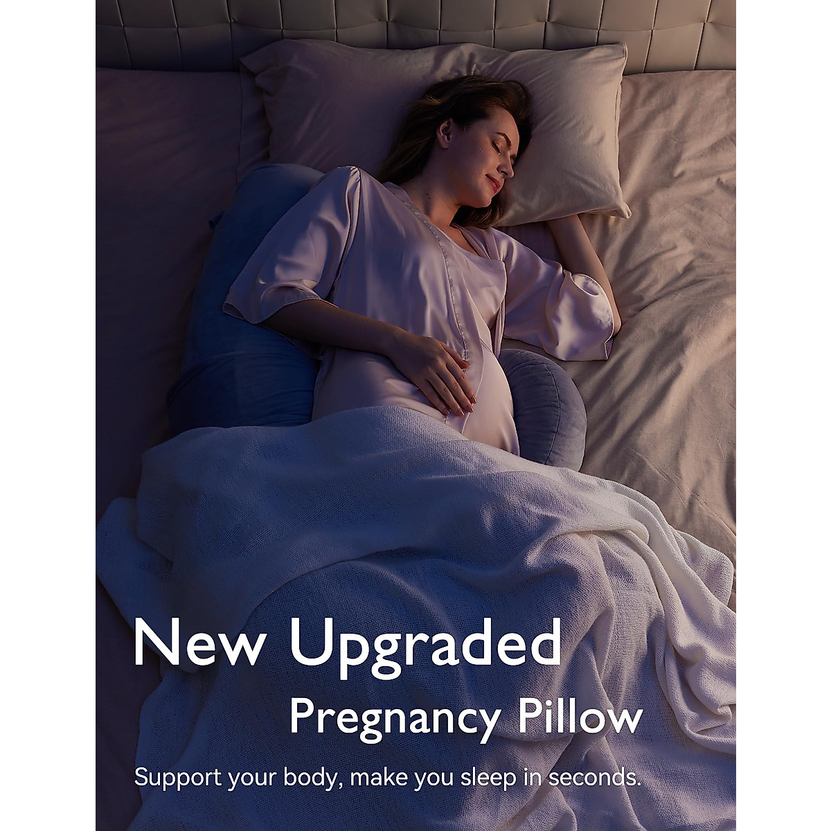 Momcozy Pregnancy Pillow, Original F Shaped Maternity Pillow for Pregnant Women with Adjustable Wedge Pillow, Full Body Support Pregnancy Pillows for Side Sleeping with Velvet Cover, Grey