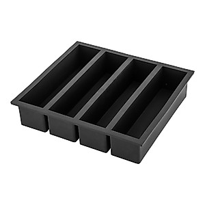 Restaurantware 5.25-inch Slab Ice Tray - Makes 4 Long Rectangle Cubes: Perfect for Commercial Bars or Home Use - Constructed from Durable Black Silicone - Dishwasher Safe - 1-CT