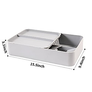 RYOOJNM Kitchen Silverware Organizer,Expandable Double Layer Knife Drawer Organizer,Compact Utensil Organizer for Partition kitchen Gadgets - Holds 9 Knives/24 Forks