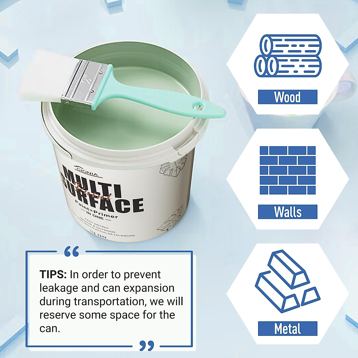 CIONIA All-Purpose Paint, 5 Oz - Furniture and Cabinet Paint for Interior/Exterior - No Sanding, Quick Drying - Water Based Multi Surface Paint for Wood, Walls, Metal, and More - White (Trial Size)