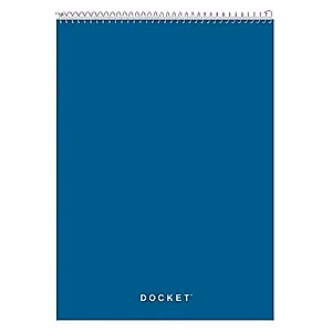 TOPS Docket Wire-Bound Writing Pad, 8-1/2" x 11-3/4", Blue Heavy-Duty Cover, Extra-Strong Back, White Paper, Legal Rule, 70 Sheets (99614)