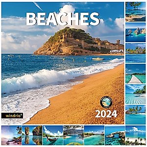 2024 2025 Wall Calendar, 18 Month July 2024 - December 2025, Monthly Calendar BEACHES, 12" x 24" Opened,Full Page Months Thick & Sturdy Paper for Gift Calendar Organizing & Planning