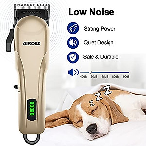 AIBORS Dog Clippers for Grooming for Thick Coats, Low Noise Cordless Professional Heavy Duty Dog Grooming Kit, Pet Hair Grooming Clippers,Dog Shaver for Small Large Dogs Cats Pets