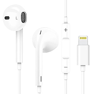 Apple Earbuds/Wired Earphones/iPhone Headphones with Lightning Connector[Apple MFi Certified] Built-in Microphone &Volume Control,Phone Calls,Compatible with iPhone 14/13/12/11, Support All iOS Syste