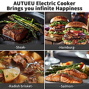 AUTUCU Hot Pot Electric 6.5 Quart | 8-in-1 Multi-Cooker with Safe Nonstick Coating, Three Level Power | Timer, up to 60 Minutes