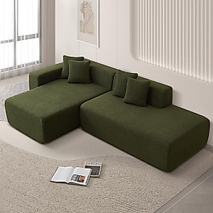 YOOBECH 105.51'' Modular Sectional Sofa Couch for Living Room, Sherpa Fabric L-Shape 5 Seater Modern Style Corner Sofa Couch with Chaise Lounge, Beige Sofa Couch Without Installation