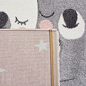 Safavieh Carousel Kids Collection 4' x 6' Pink/White CRK195U Koala Hug Nursery Playroom Area Rug