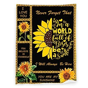 yiycqur Sunflower Blanket Gifts Ultra Soft Light Weight Sunflower You are My Sunshine Throw Blanket Air Conditioning Blanket for Bed Couch Sofa Living Room Picnic 50x40/60x50/80x60 Inches