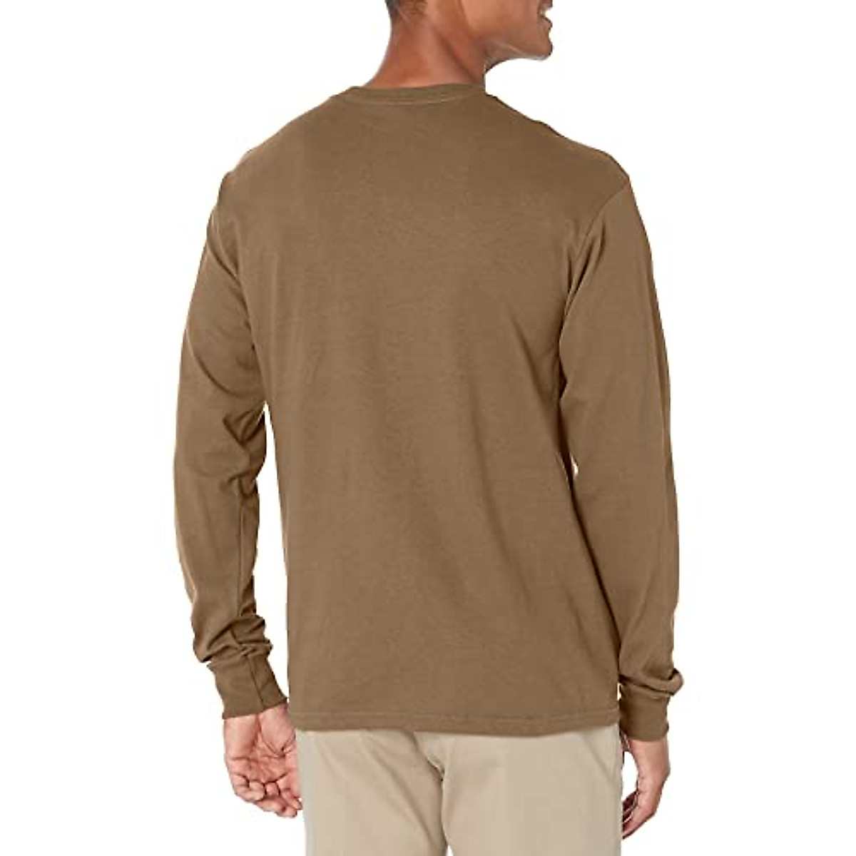 Soffe Men's Long-Sleeve Cotton T-Shirt, Army Brown, Large