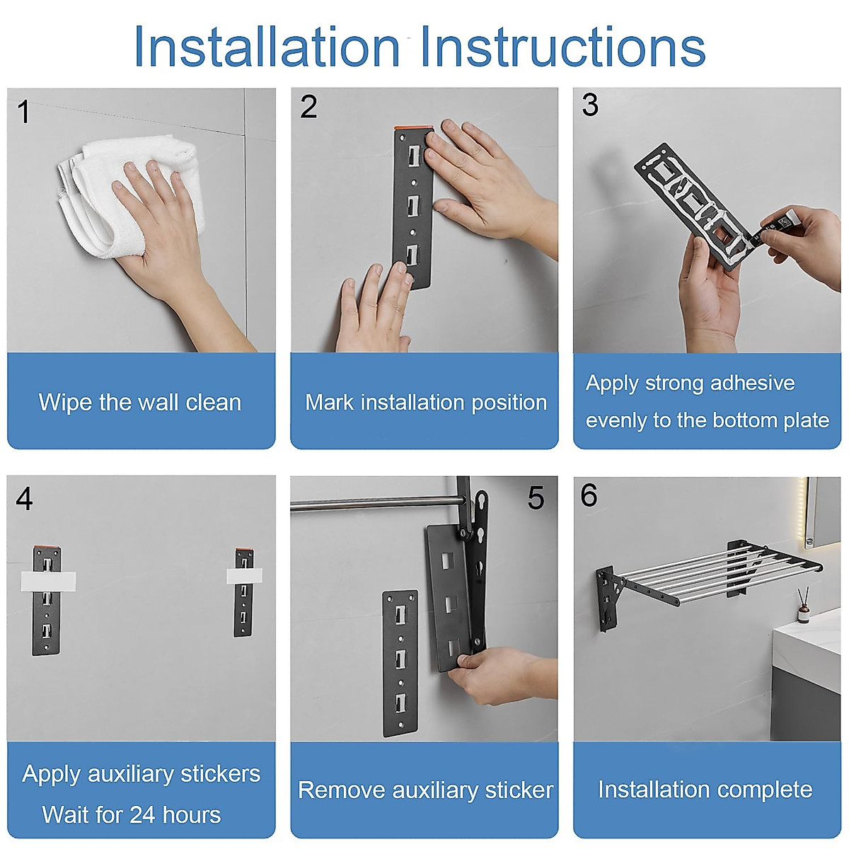 NEWRAIN Clothes Drying Rack, Wall Mounted Laundry Drying Rack Clothing,23" Wide Stainless Steel Hanging Drying Rack