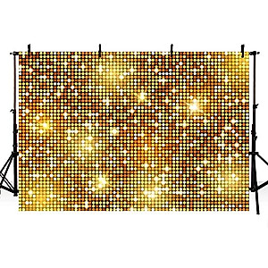 SENDY 7x5ft Gold Glitter Backdrop Disco Party Decorations Glitter Birthday Wedding Party Photo Background for Photography 70s Theme Party Banner Photo Studio Props