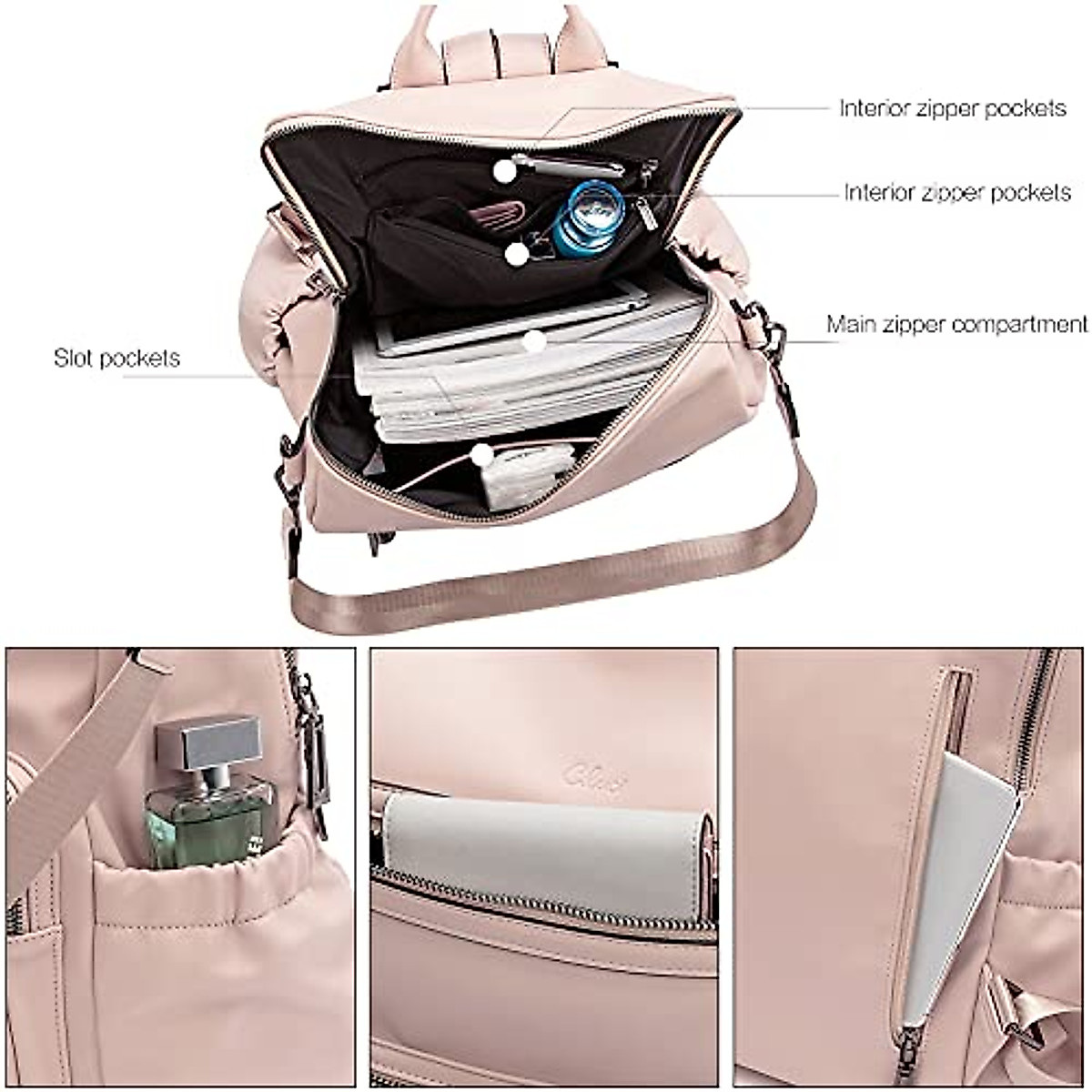 CLUCI Backpack Purse for Women Fashion Leather Designer Travel Large Ladies Convertible Shoulder Bags with Tassel Pink