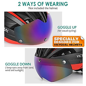 VICTGOAL Detachable Magnetic Bike Helmet Goggles Visor Especially Deisgned for VG110/VG112 Bicycle Helmet (Colorful)