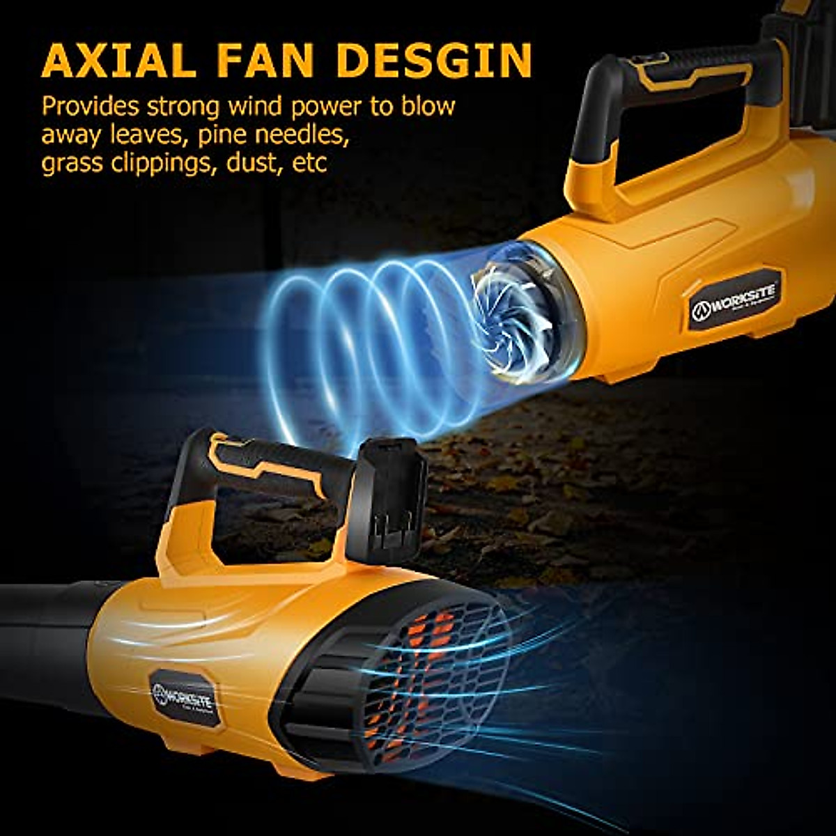 WORKSITE Leaf Blower, 20V Cordless Electric Handheld Lightweight Blower Battery Powered, 330 CFM with Variable Speed, 4.0A Battery & Charger Included, WORKSITE