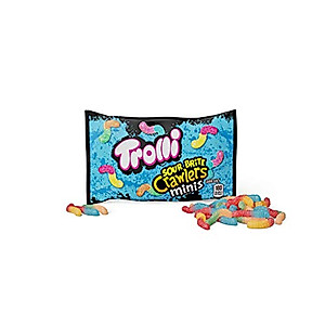 Trolli Sour Brite Crawlers Minis Candy, Sour Gummy Worms, 2 Ounce Treat-Size Pouches (Pack Of 18)